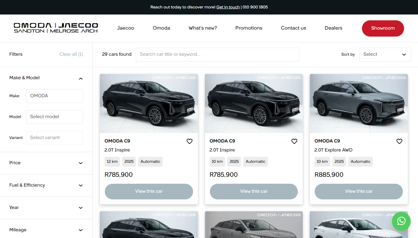 Explore Our Online Showroom | OMODA & JAECOO SUVs | Sandton & Melrose Arch